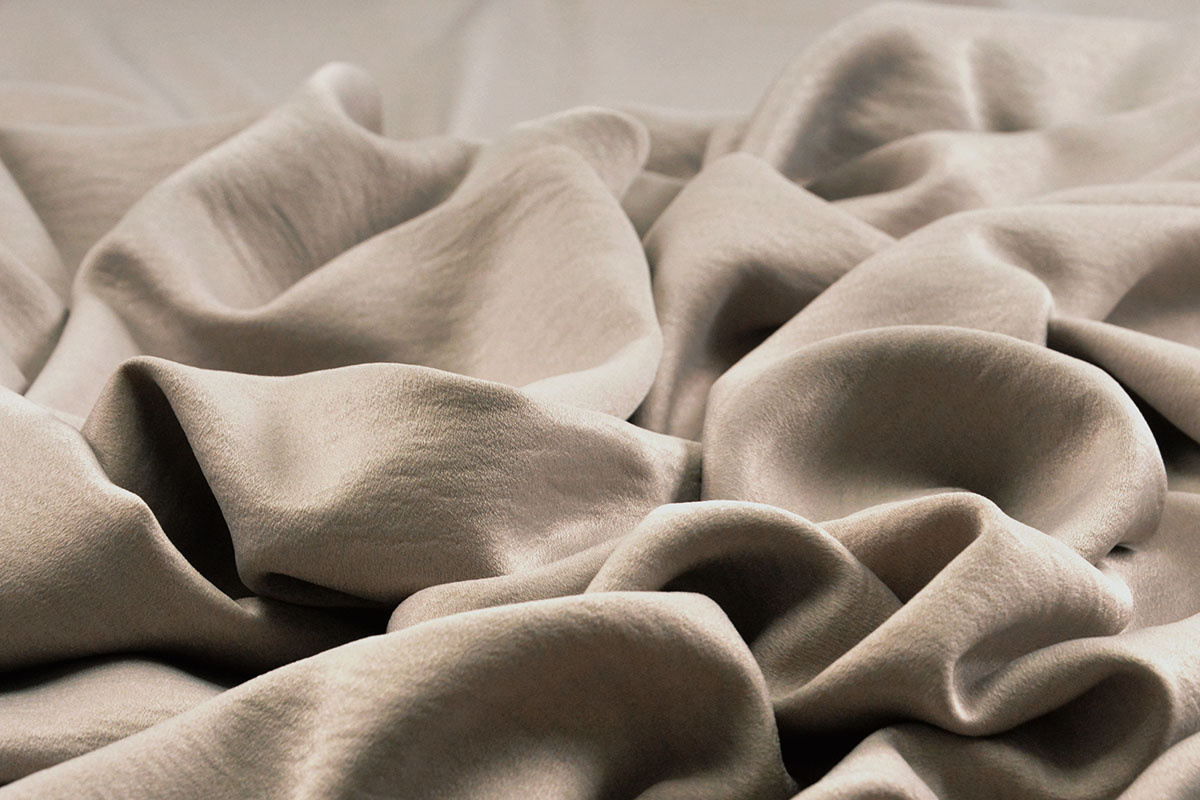 Crinkle Satin Taupe - YES Fabrics