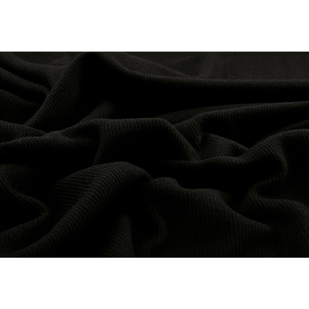 Geweven Wollen Mantel Stof Ribbel Zwart - YES Fabrics