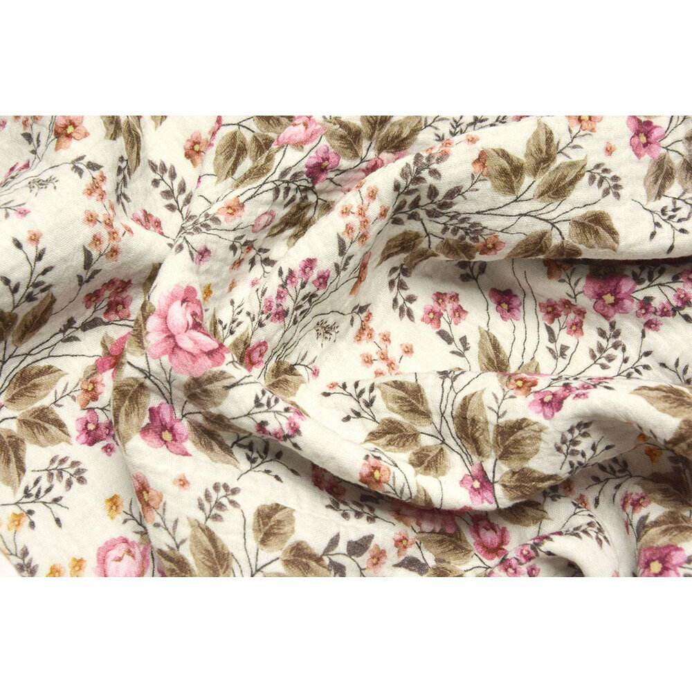Baumwoll Musselin Stoff Blumen Mimosa - YES Fabrics