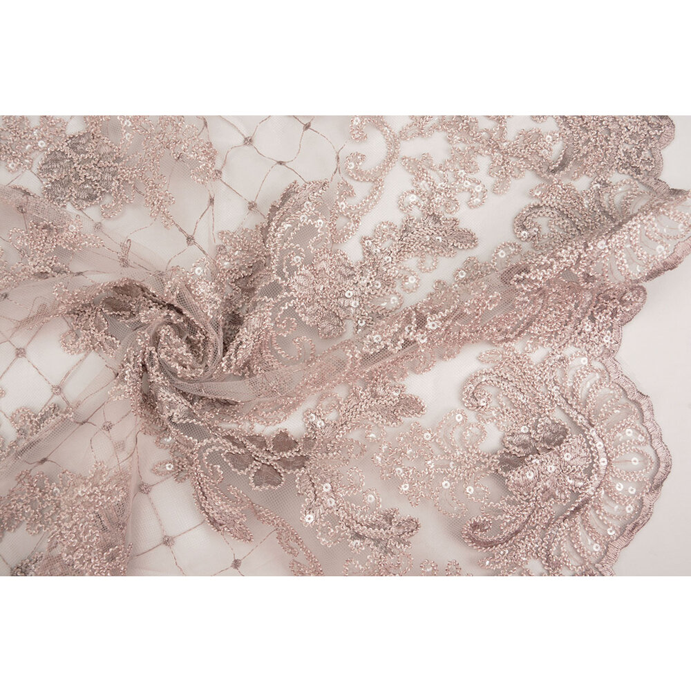 Mesh Geborduurd Pailletten Quenya Oud Lila - YES Fabrics