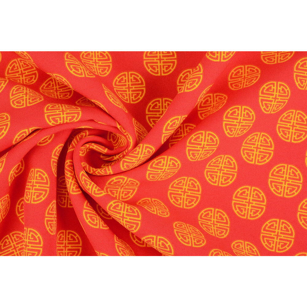 Bi-Stretch Printed Lucky Coin Red - YES Fabrics