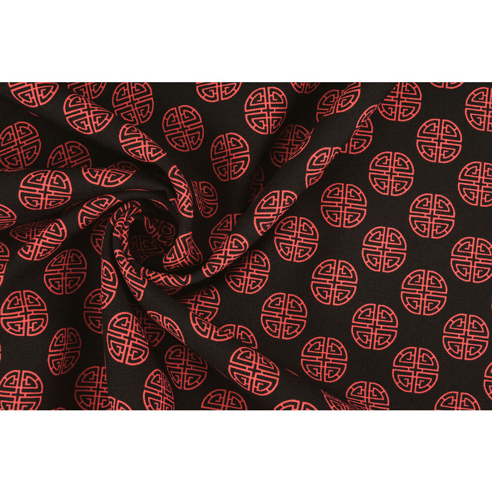 Bi-Stretch Printed Lucky Coin Black - YES Fabrics