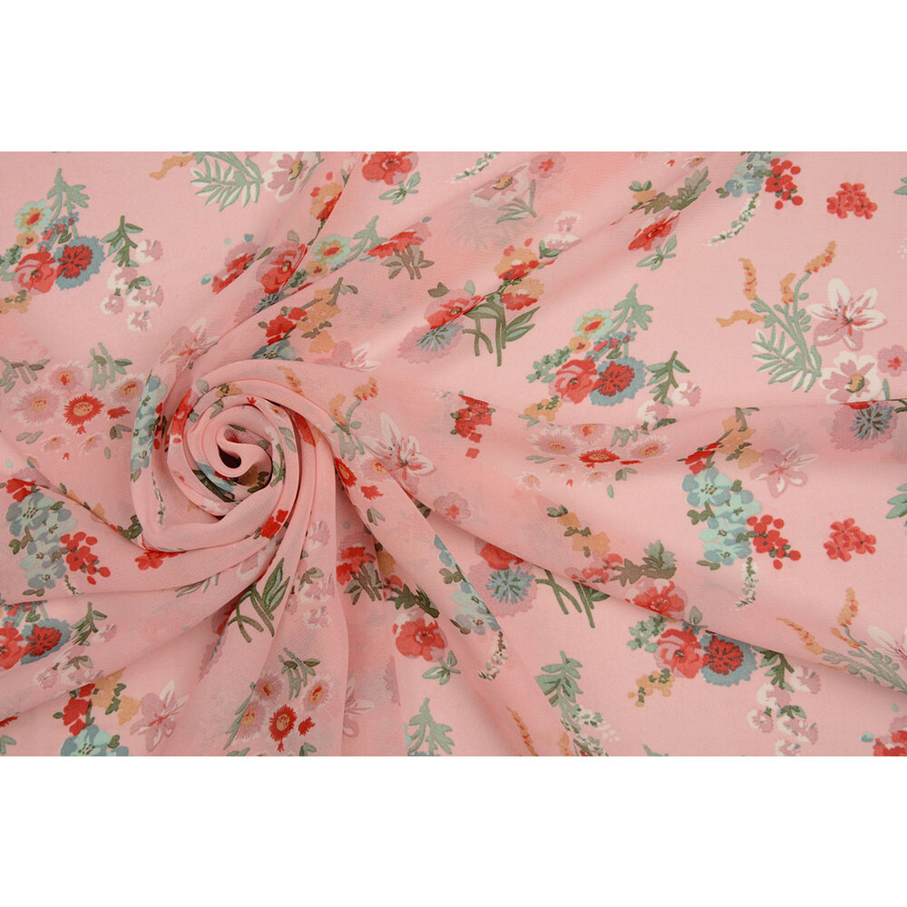 Chiffon Printed Heidi Pink - YES Fabrics