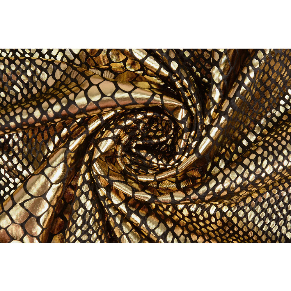 Lamé Snake Print Gold - YES Fabrics
