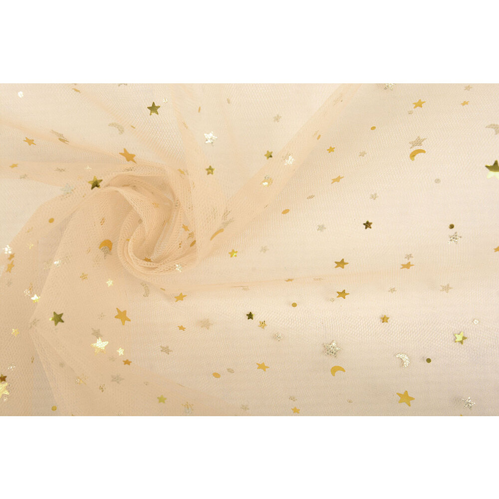 Feiner Tüll Almond Stern Gold - YES Fabrics