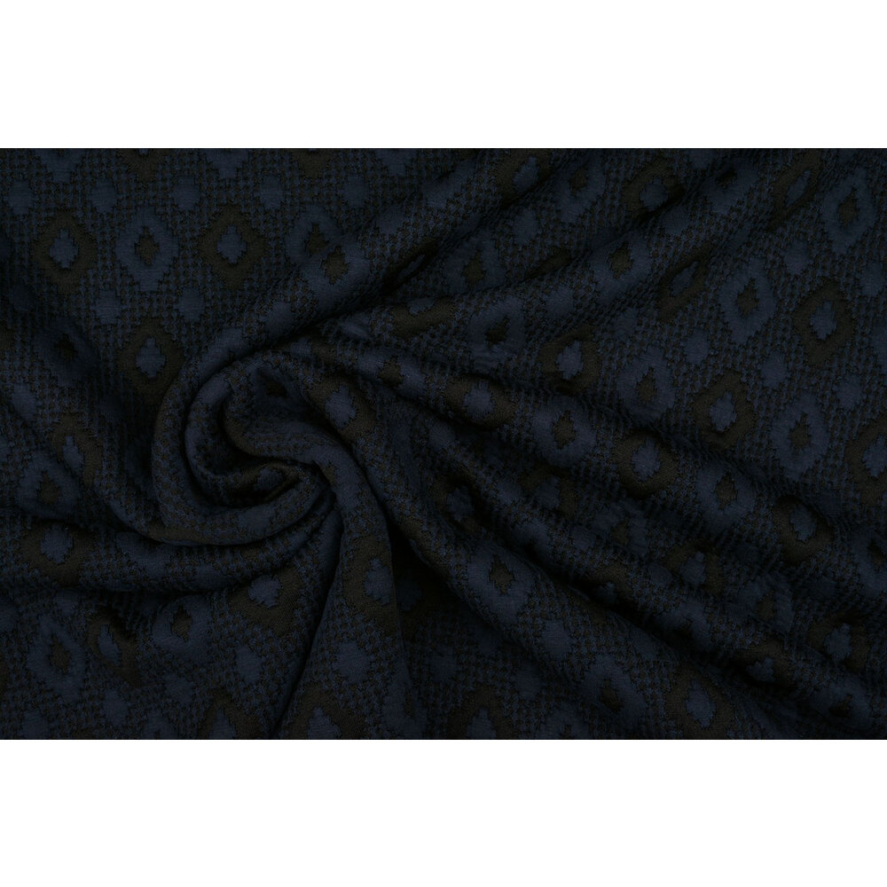Knitted Jacquard Checkered Navy-Black - YES Fabrics