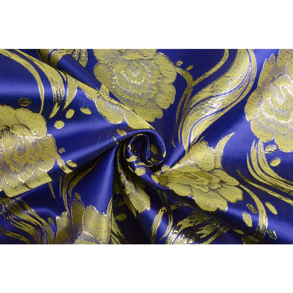 Brocade Flowers Evadne Royal Blue - YES Fabrics