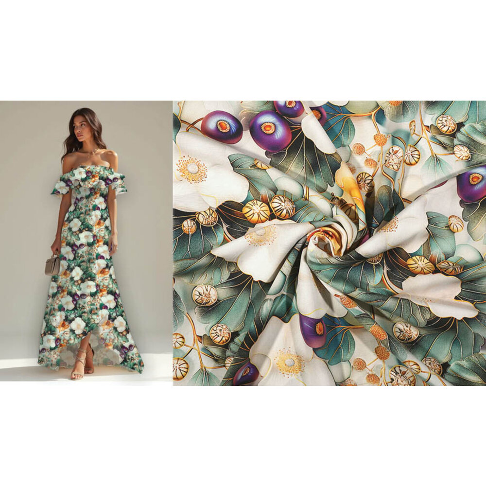 100% Viscose Serenella Flowers - YES Fabrics