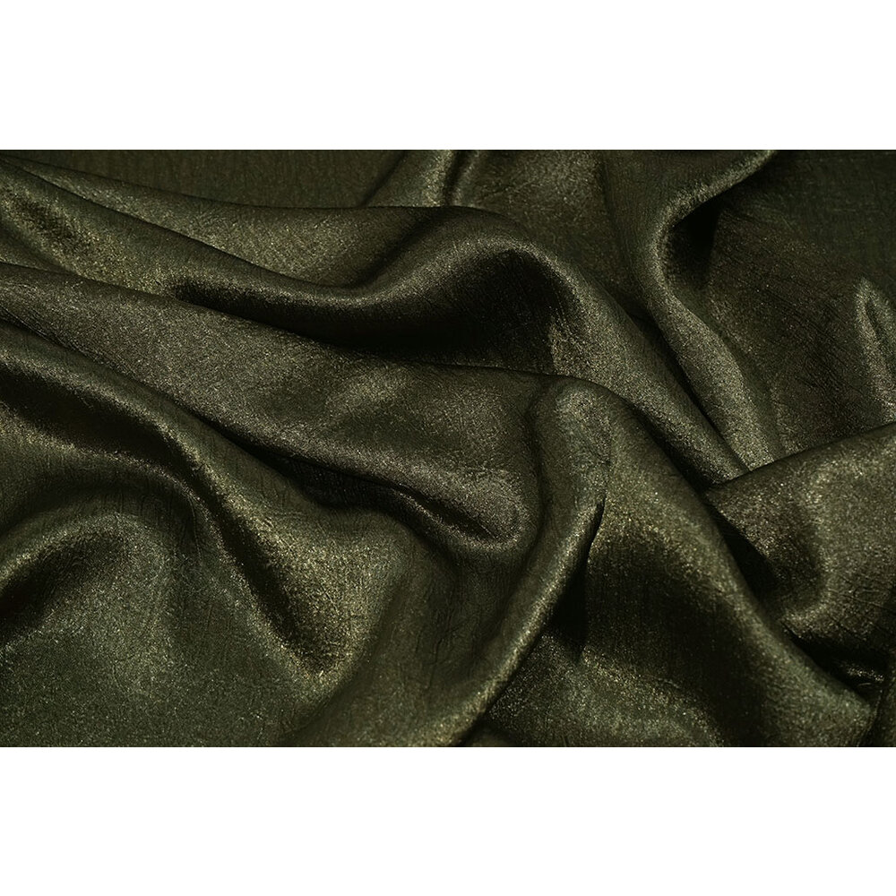Crinkle Satin Dark Army Green - YES Fabrics