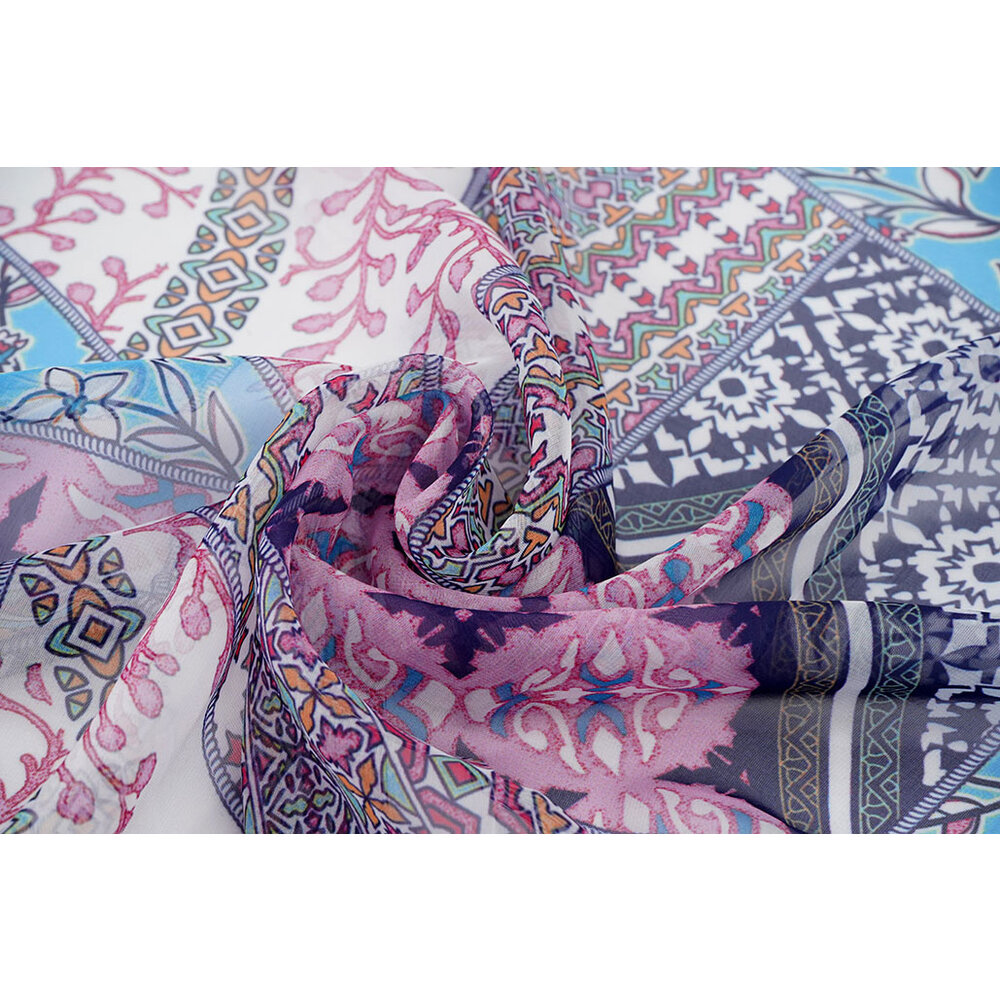 Chiffon Printed Splenda Blue - YES Fabrics