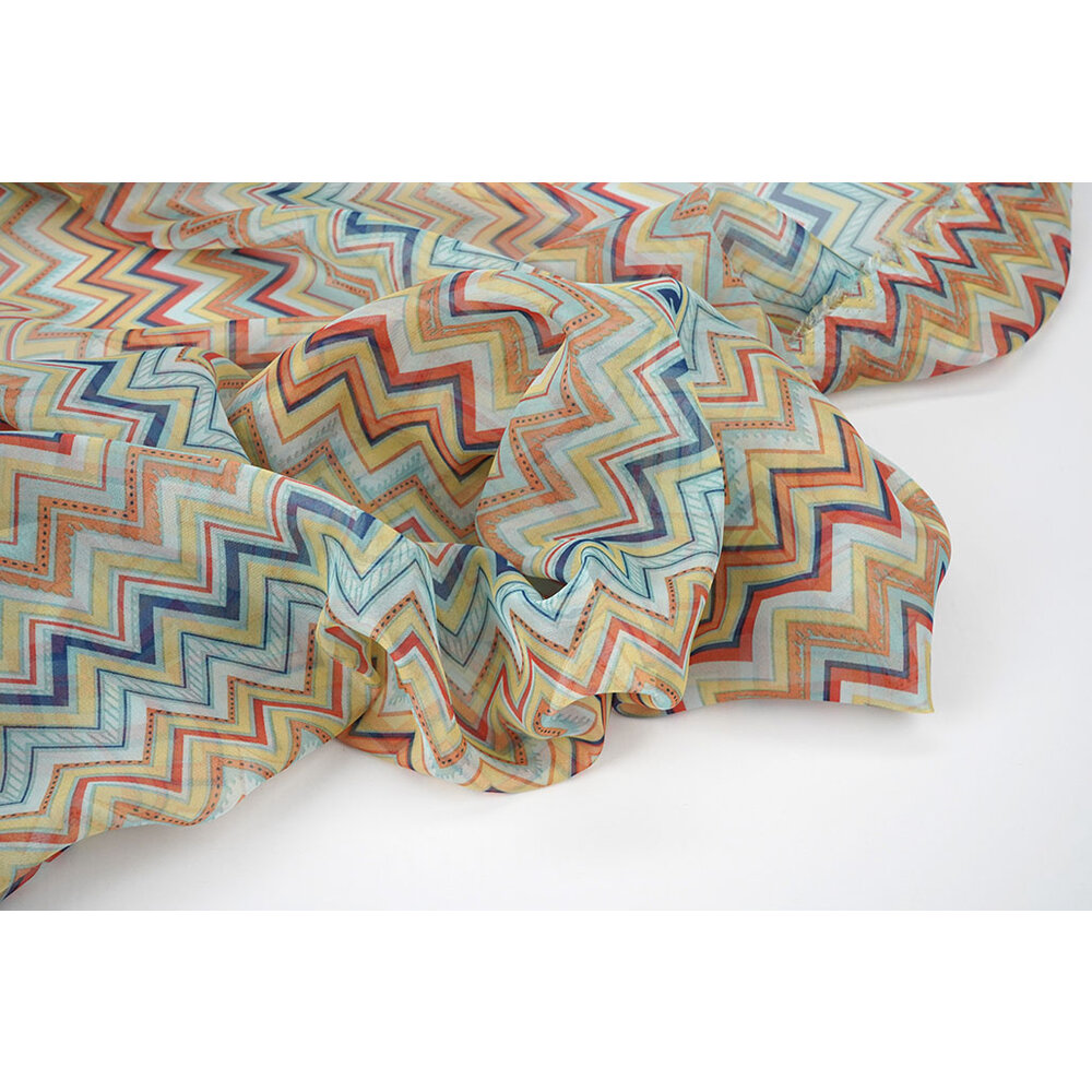 Chiffon Printed ZigZag Cora Multi - YES Fabrics