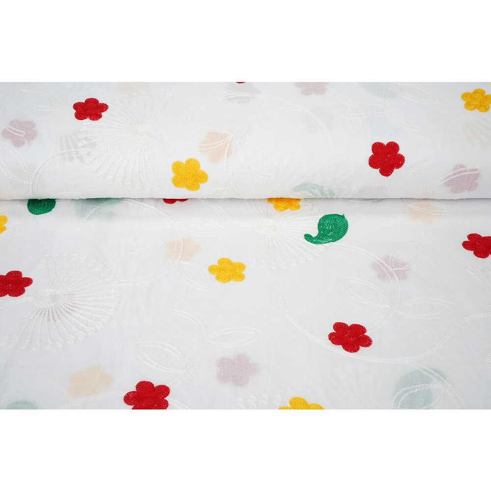 Cotton Embroidered Lin White - YES Fabrics