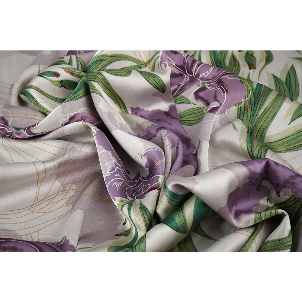 Stretch Satin Printed Flowers Els - YES Fabrics