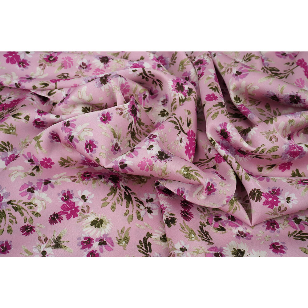 Stretch Satin Printed Flowers Florine - YES Fabrics