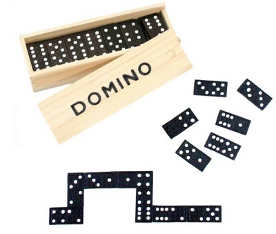 Domino blokjes in houten doos - Spirituele winkel