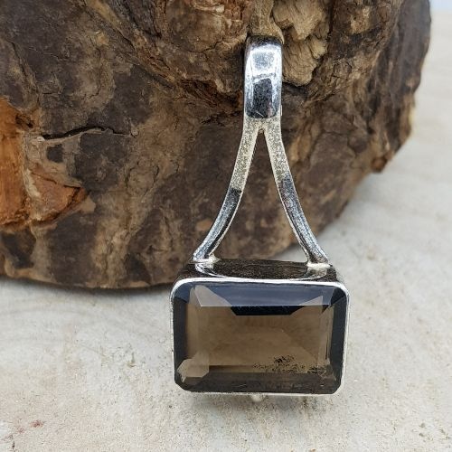Rookkwarts hanger zilver - Spirituele winkel