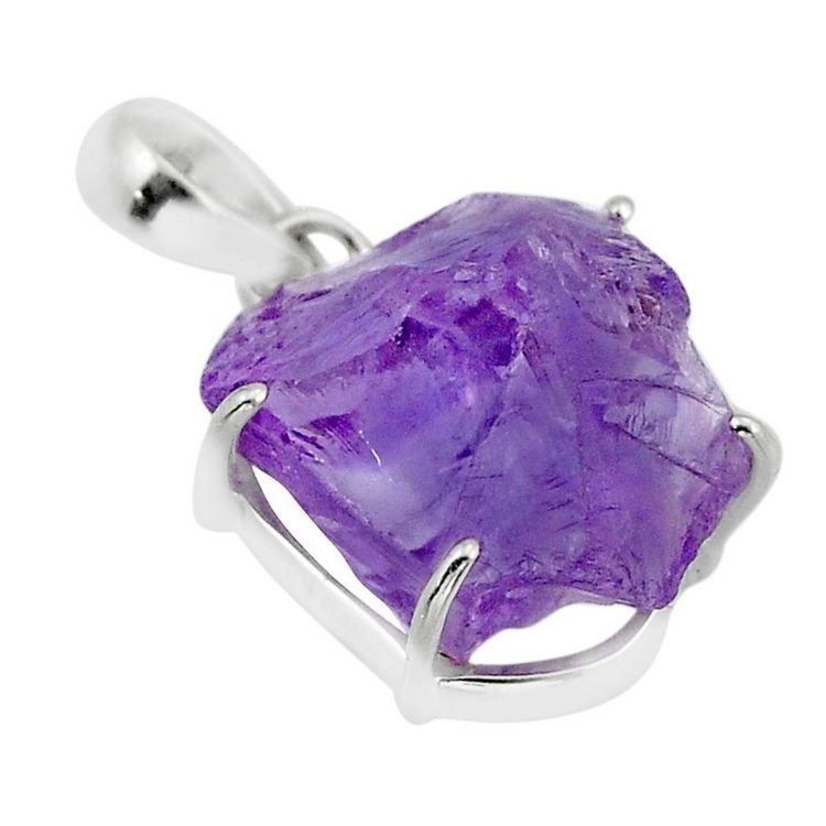 Hanger zilver met ruwe amethist - Spirituele winkel