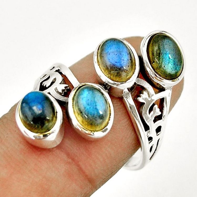 Ring zilver blauwe labradoriet maat 8 - Spirituele winkel