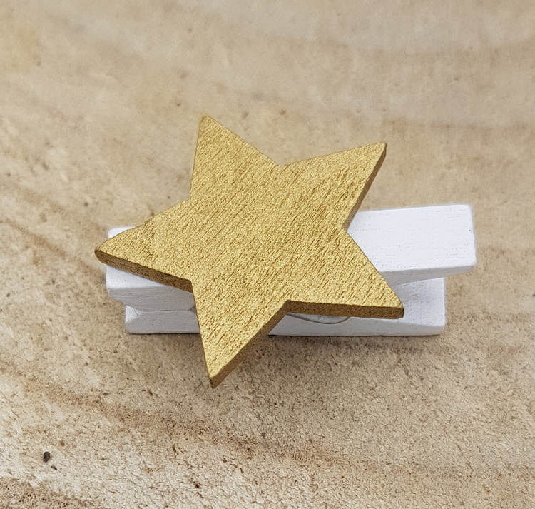 Knijper met Ster Goud 5 stuks - Spirituele winkel