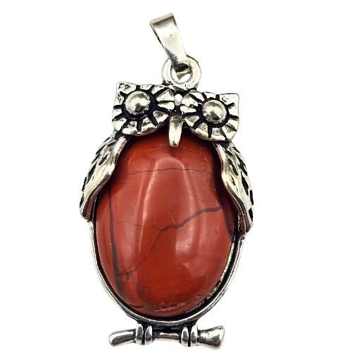 Hanger Uil met Rode Jaspis - Spirituele winkel