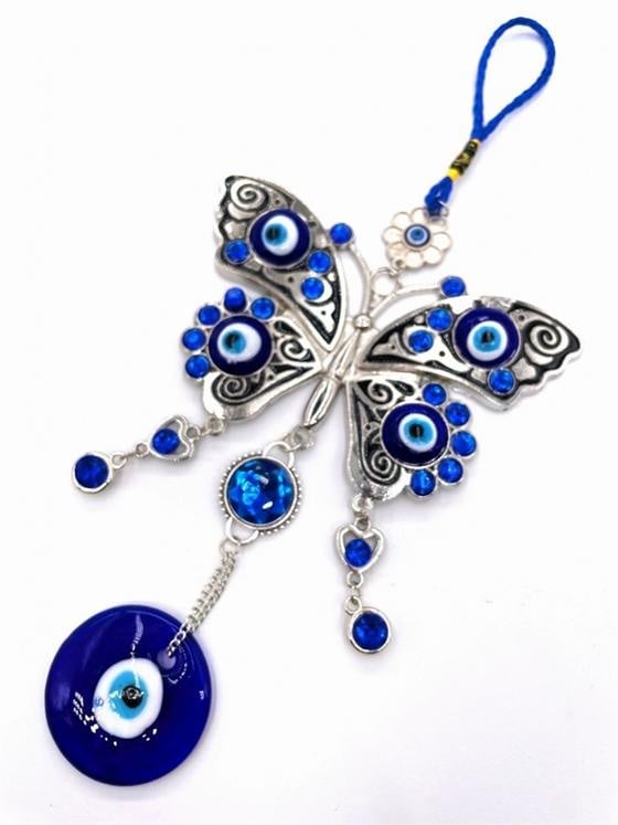 Blauwe Boze Oog Hanger Vlinder Groot - Spirituele winkel