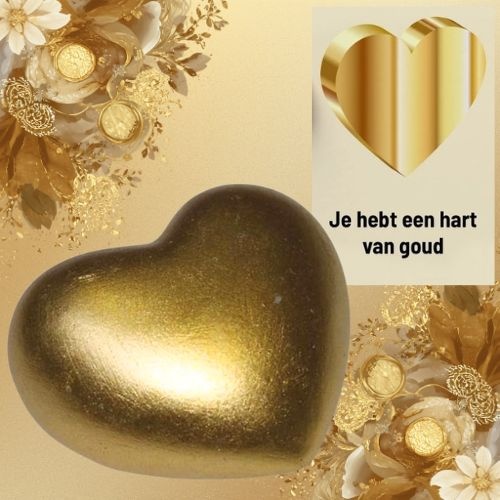 Hart goud XL - Met kaartje - Je hebt een hart van goud - Spirituele winkel