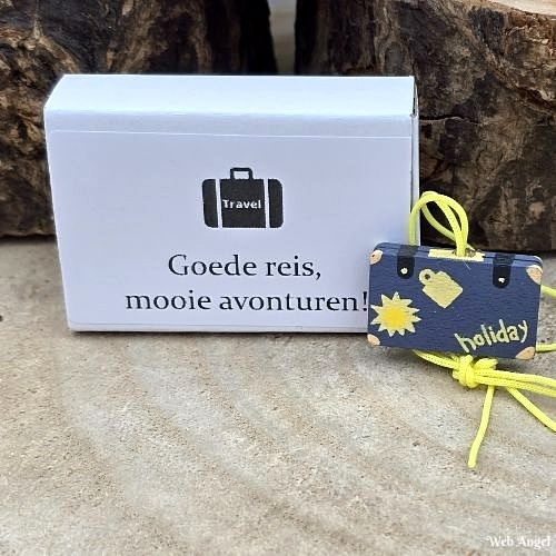 Wensdoosje - Goede reis, met Houten Koffertje - Uitdeelcadeautjes.nl