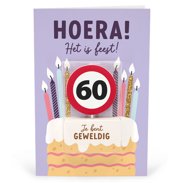 Kaart met 60 jaar kaars - Alles voor een 60 jaar verjaardag ...