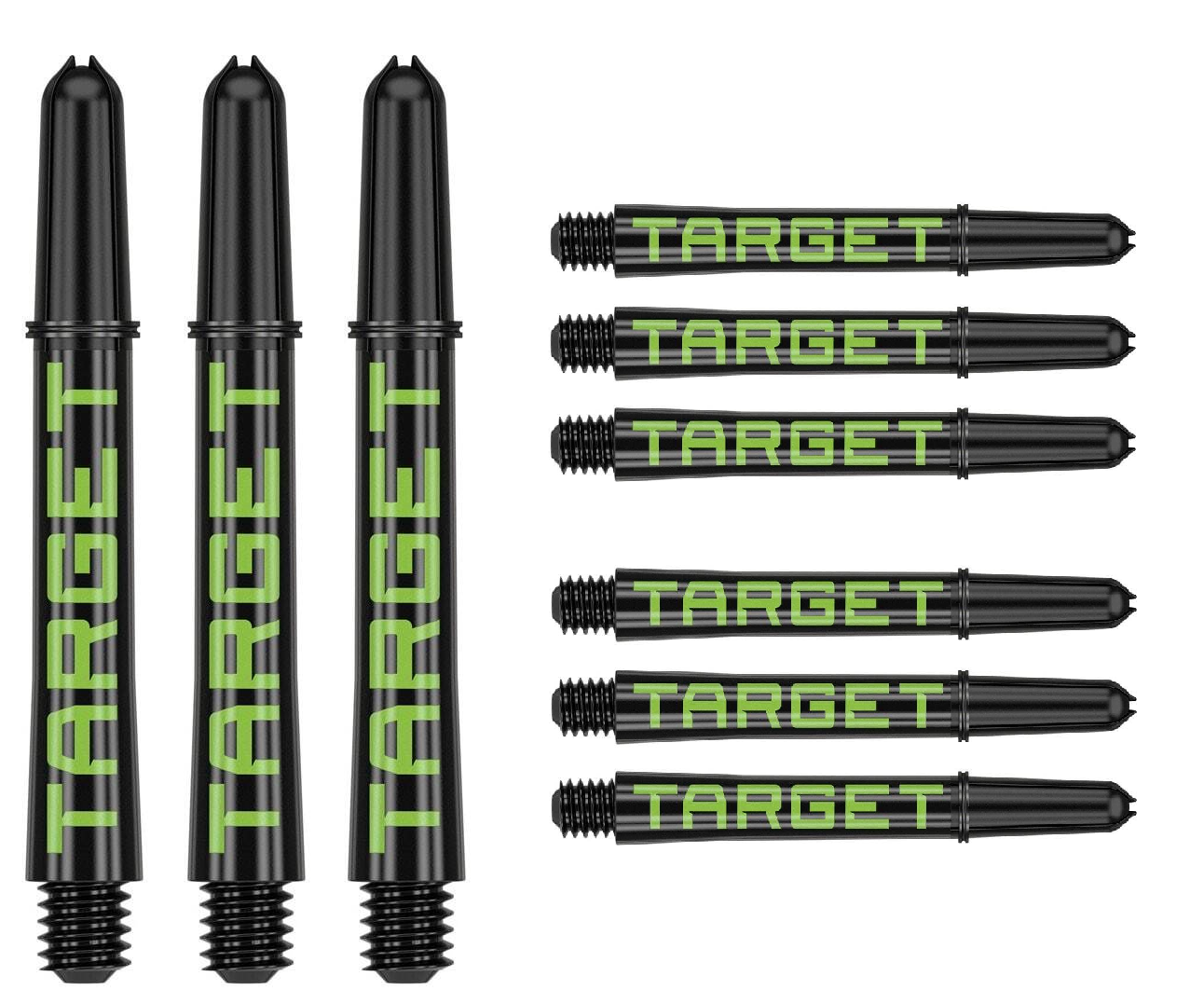 Target Pro Grip Tag 3 Set Black Green Darts Shafts - Dartshopper.com
