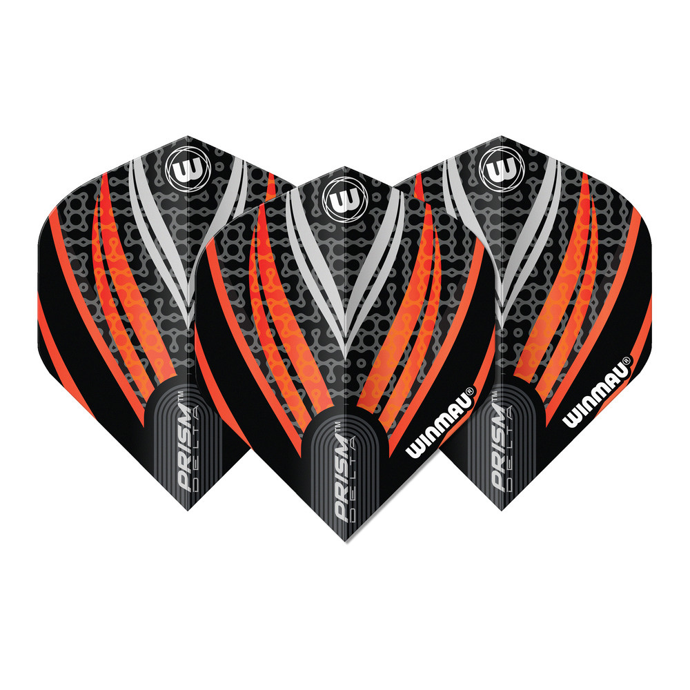 Winmau Prism Delta Black White Orange Darts Flights - Dartshopper.com