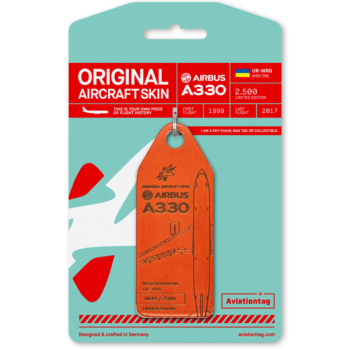 Aviationtag - Airbus A330 - UR-WRQ - Windrose (red) - Diecast Trading
