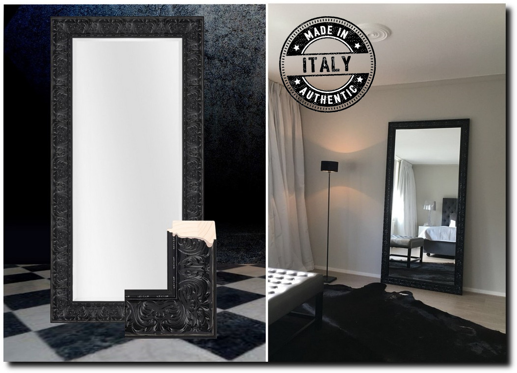 Baroque mirror Sergio Black gloss - baroquemirror.co.uk