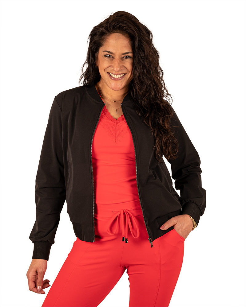 Zwarte travelstof bomberjack van Mi Piace