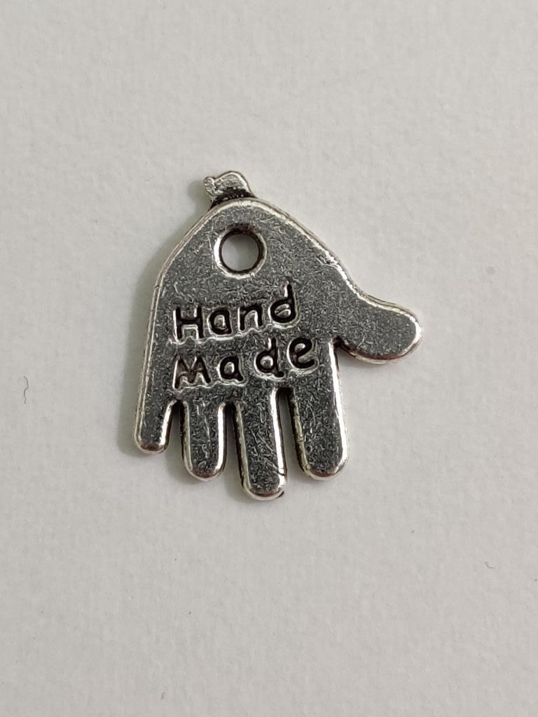 None Label metalen bedel - Hand Made 1,3 cm - Woolart