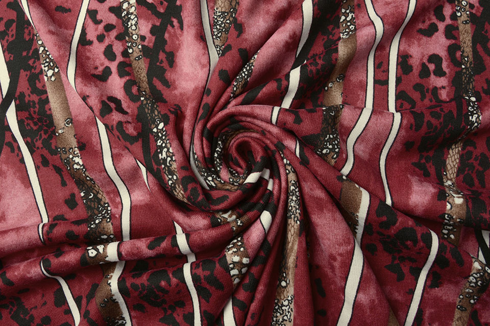 Jersey Stoff Panther Streifen Rot - Boelens Modestoffen
