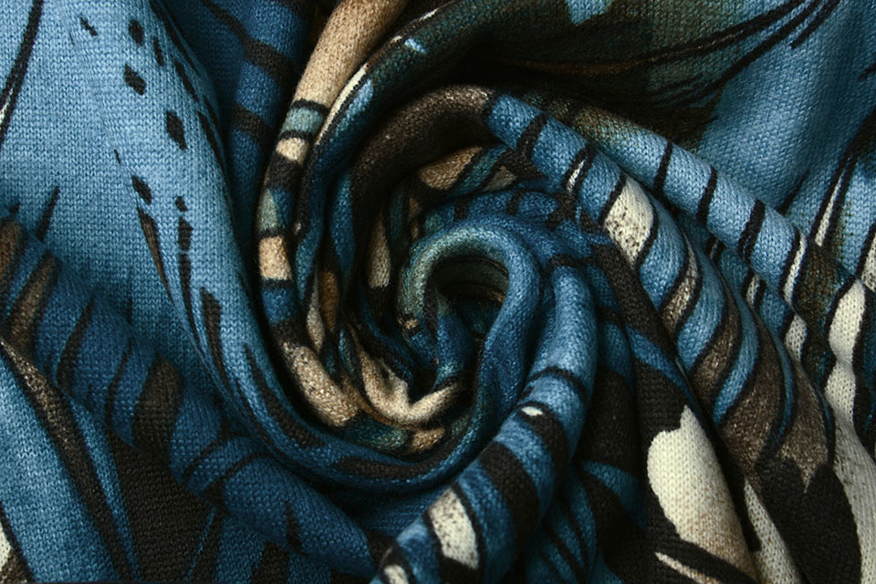 Jersey Fabric Leaves Blue - Boelens Modestoffen