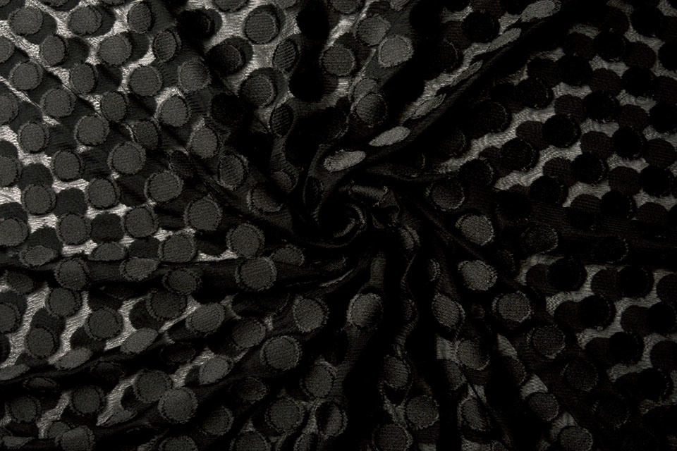 Fine Tulle Dots Black - Boelens Modestoffen