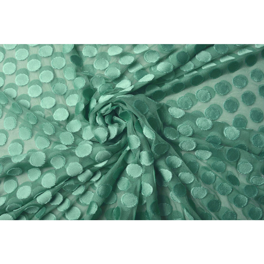 Fine Tulle Dots Dark Mint Green - Boelens Modestoffen