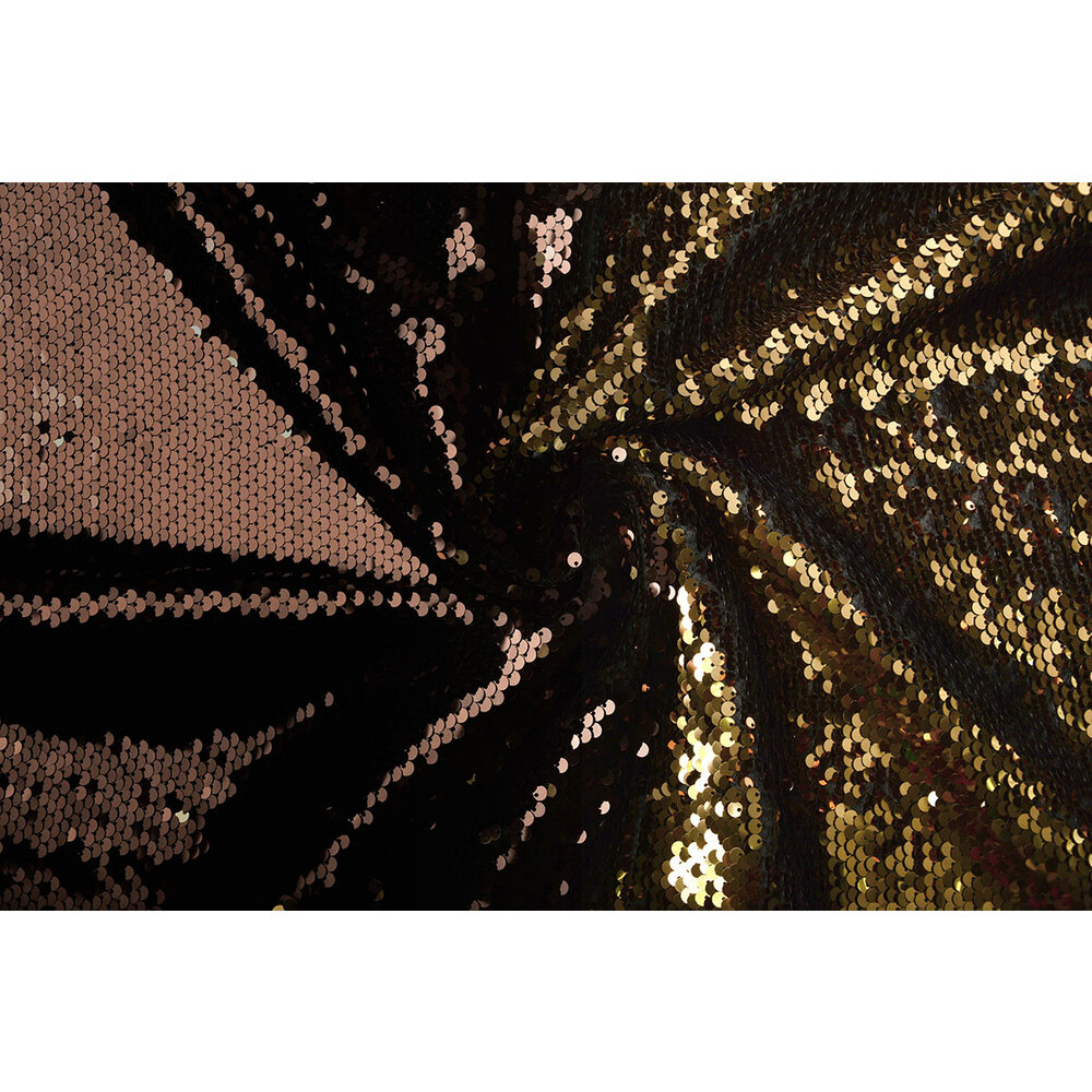 Reversible Sequin Fabric Brown - Gold - Boelens Modestoffen