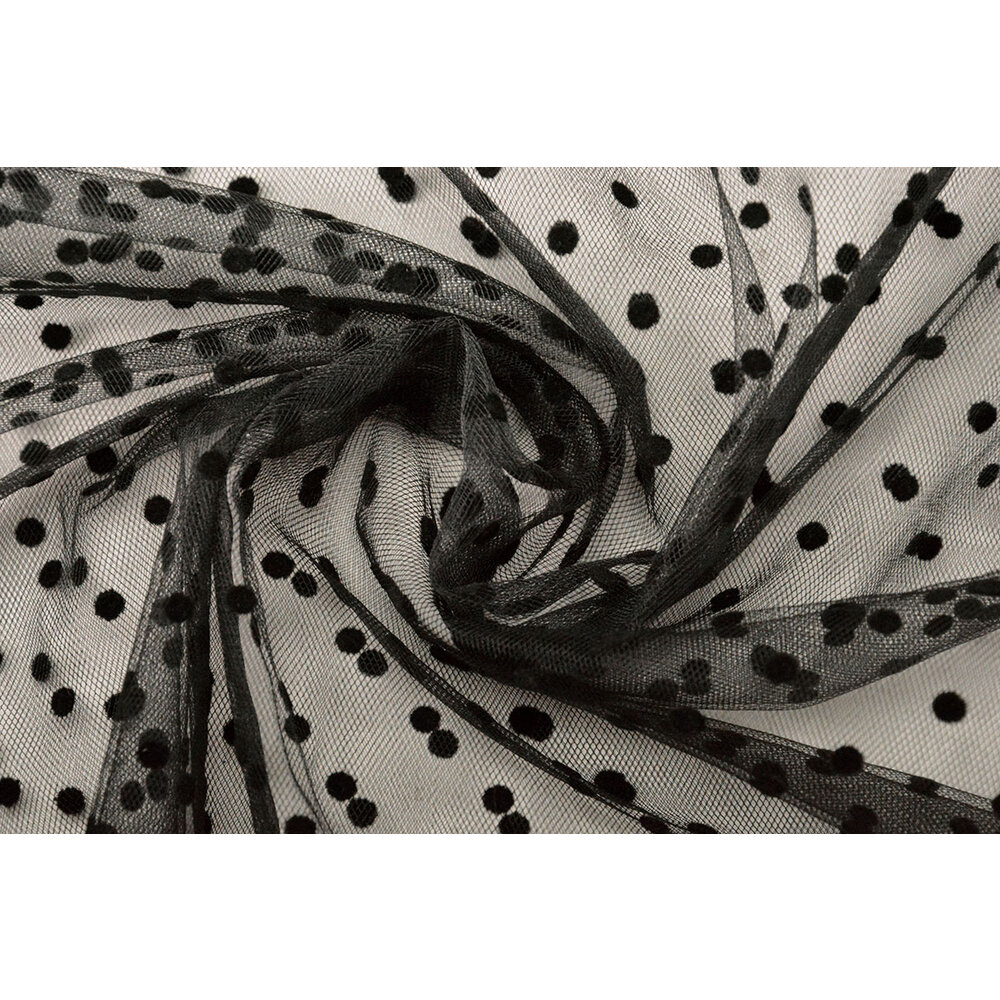 Fine Tulle Little Dots Black - Boelens Modestoffen