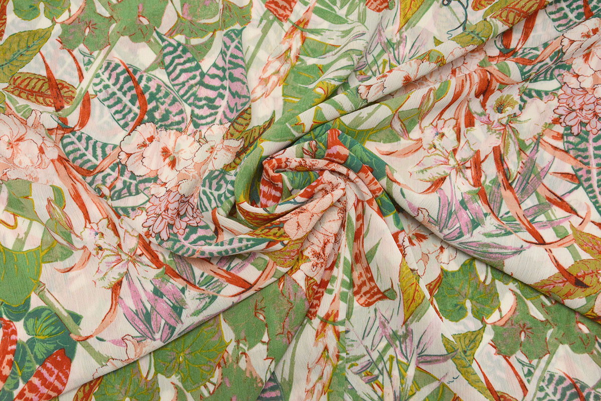 Chiffon Makhasi Green - Boelens Modestoffen