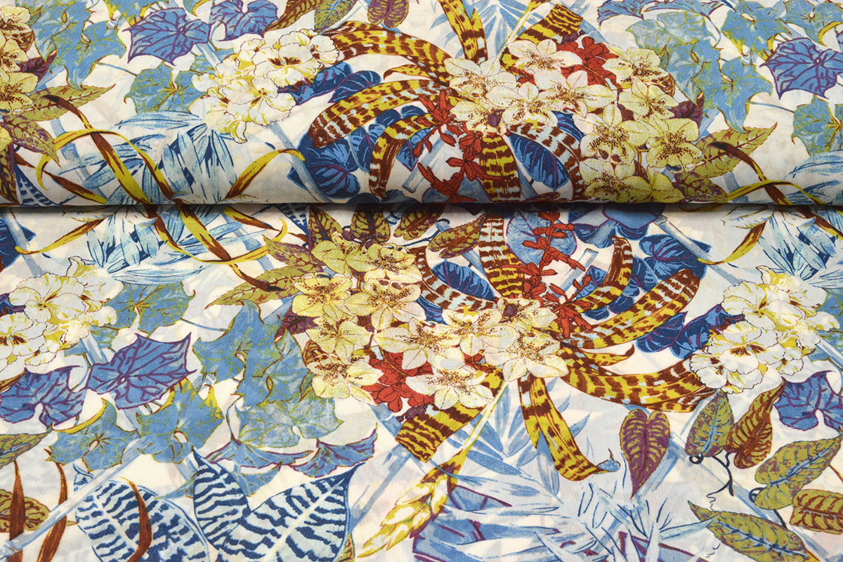Chiffon Makhasi Blue - Boelens Modestoffen
