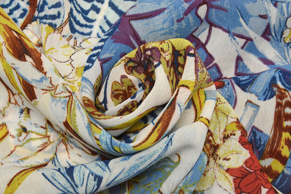 Chiffon Makhasi Blue - Boelens Modestoffen