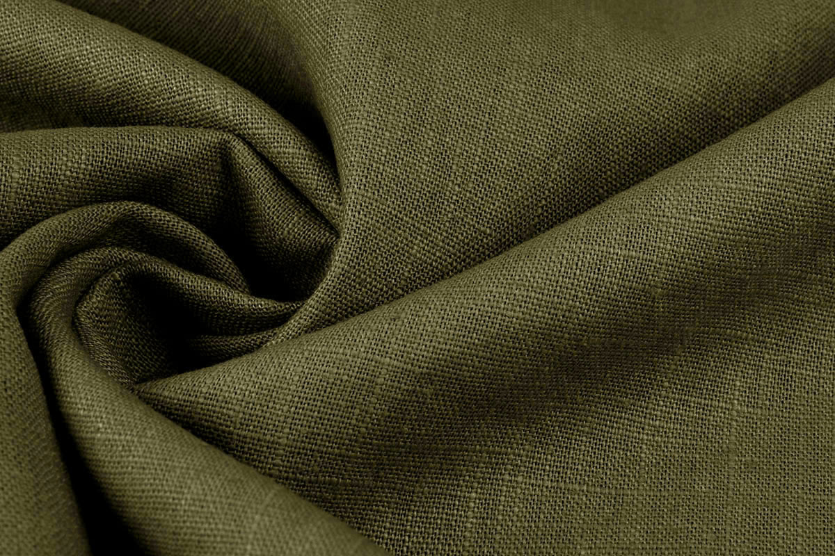 Washed Linen Army Green - Boelens Modestoffen
