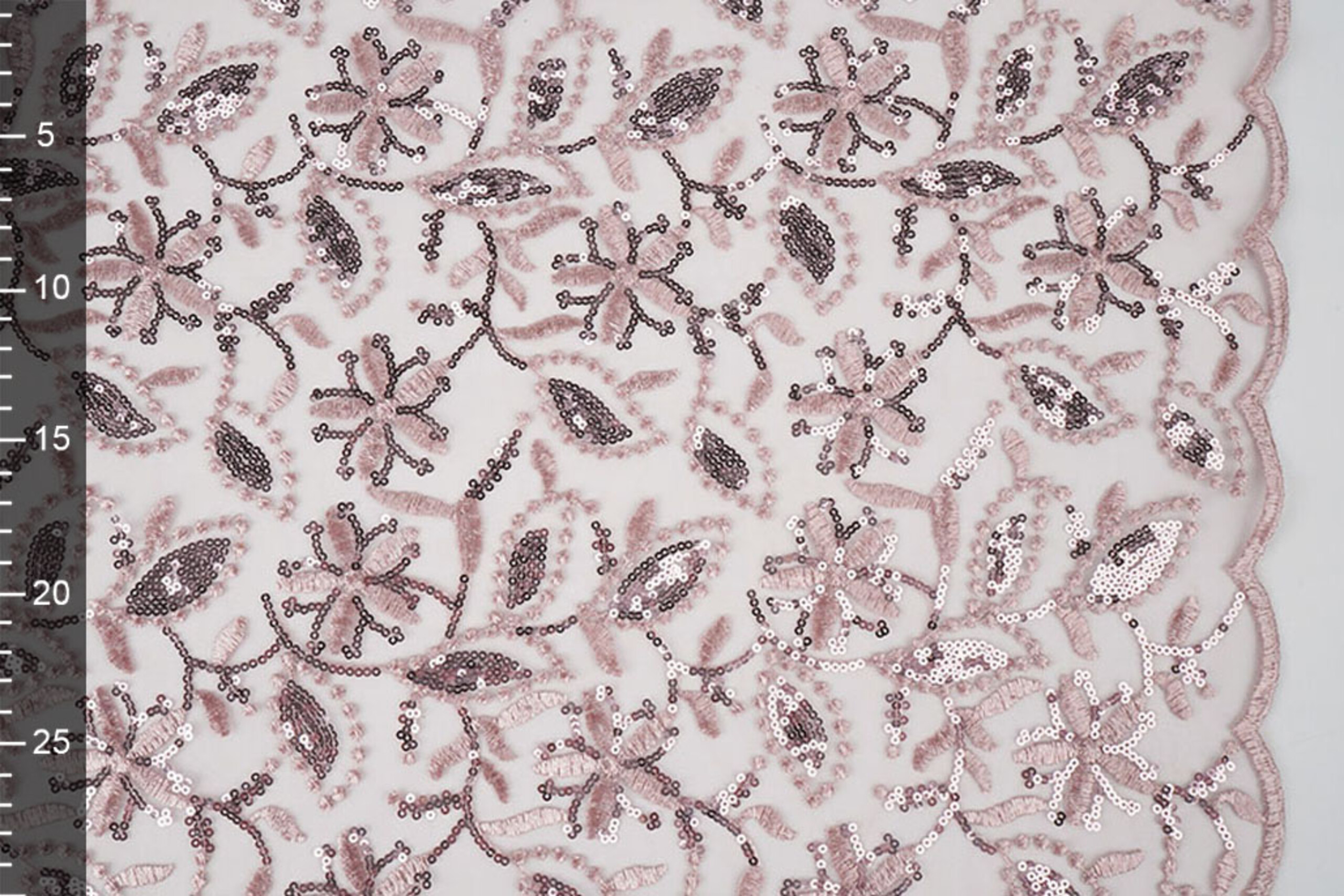 Mesh Embroidered Sequins Naomi Powder Pink - Boelens Modestoffen