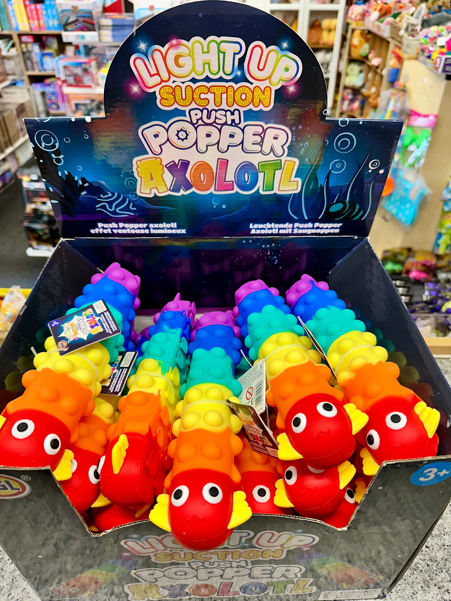 Axolotl Light Up Push Popper Large - Celebrations and Toys