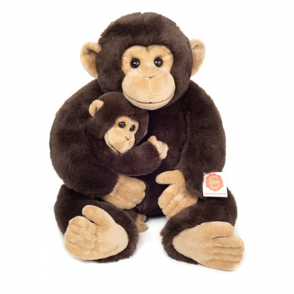 Hermann Teddy Stuffed Animal Chimpanzee with Baby 40cm