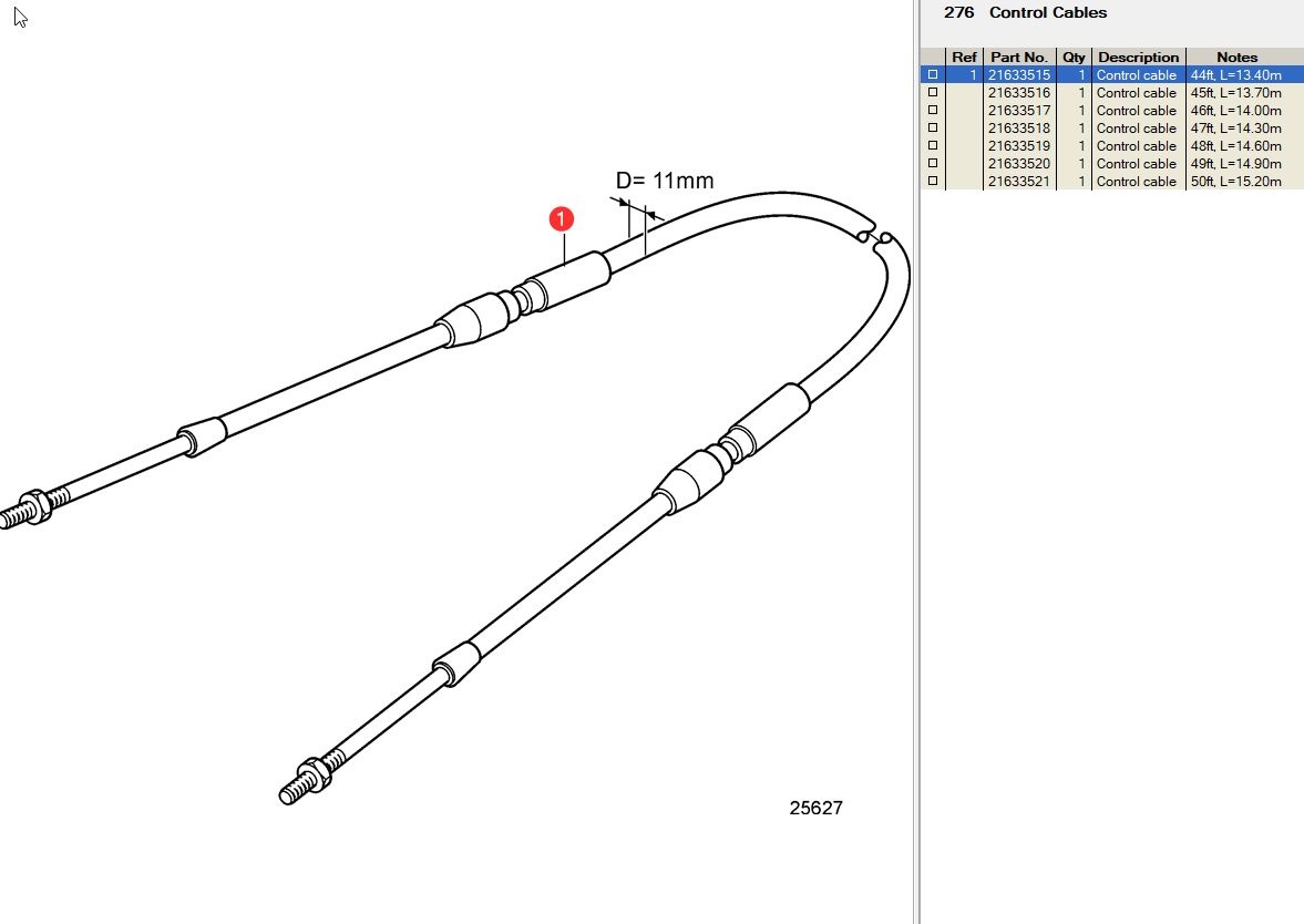 Control cable Volvo Penta