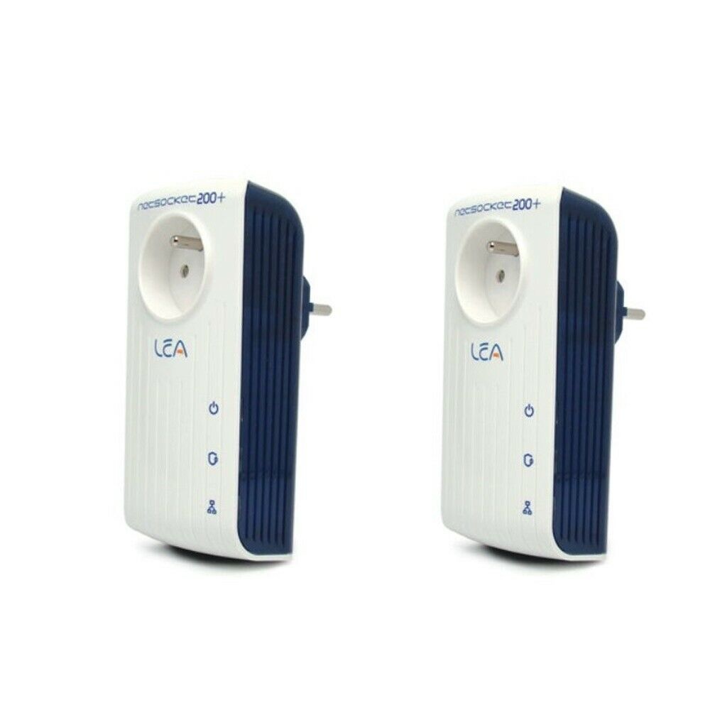 2 x Lea NetSocket 200+ Powerline Adapter 200Mbps network adapter set ...
