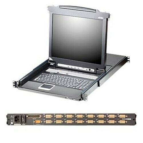 Aten CL5716M 16-Port Single Rail LCD Slideaway KVM Konsole 17" LCD ...